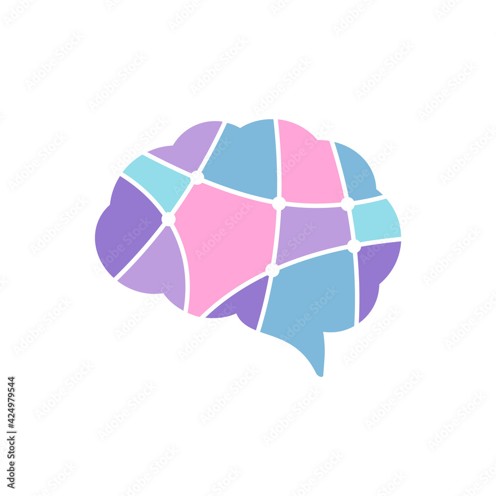 Brain color icon. Neurodiversity concept. Brain colorful symbol or logo ...