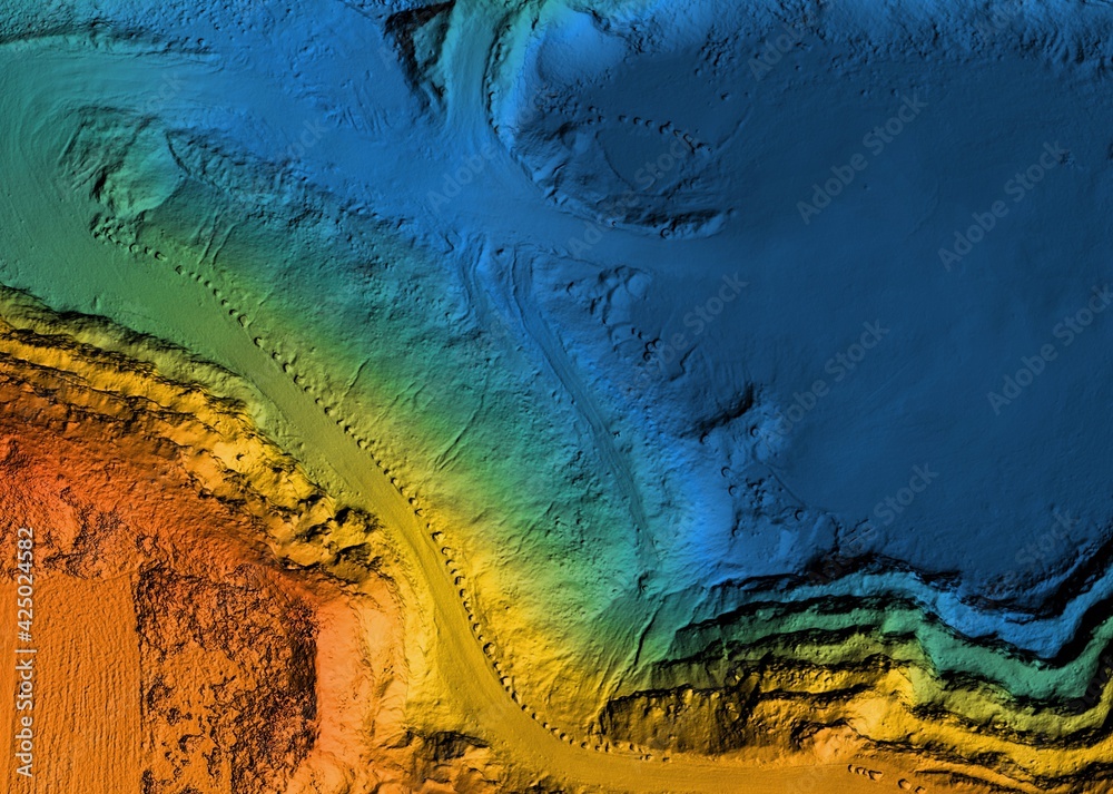 Model of a mine elevation. GIS product made after processing aerial ...