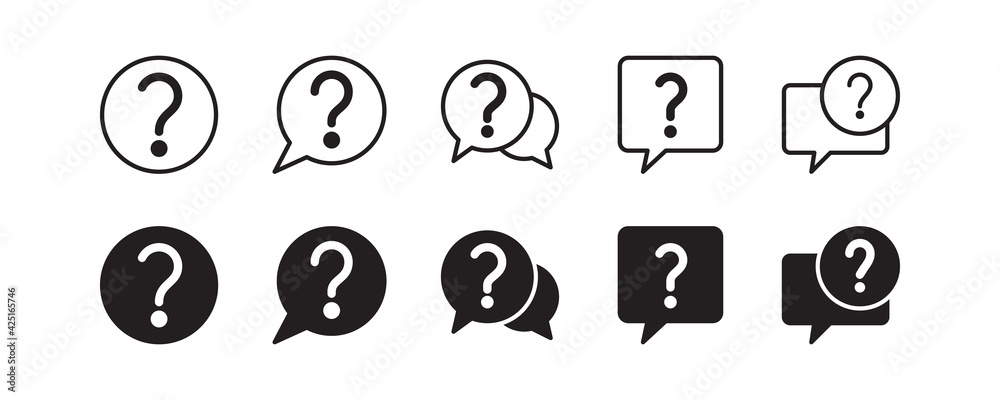 Help sign, question mark icon set. Vector graphic illustration ...