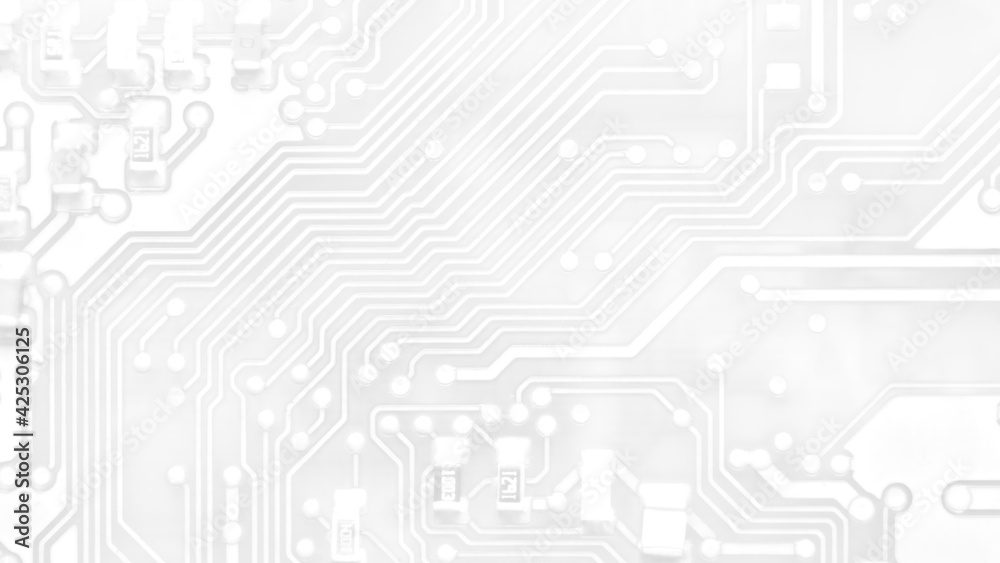 White texture background of printed circuit board. Computer technology ...