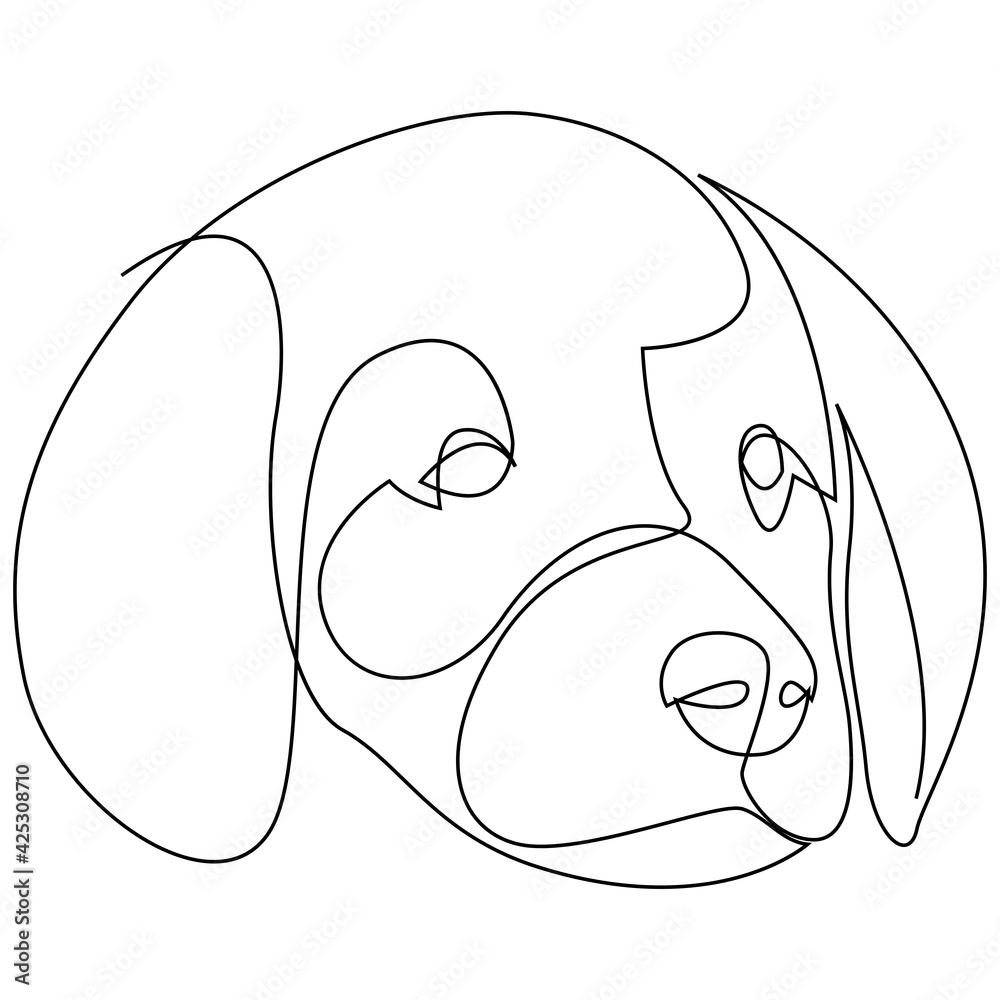 Single continuous line drawing of cute labrador retriever puppy dog ...