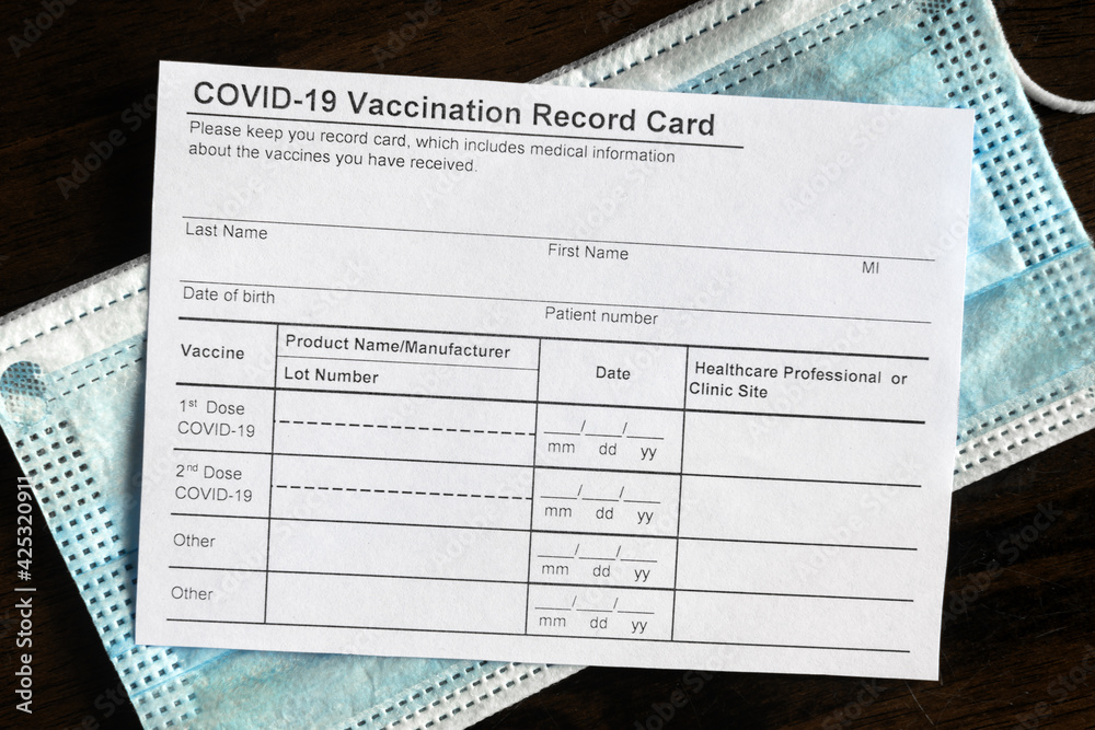 COVID-19 Vaccination Record Card, coronavirus certificate for travel ...