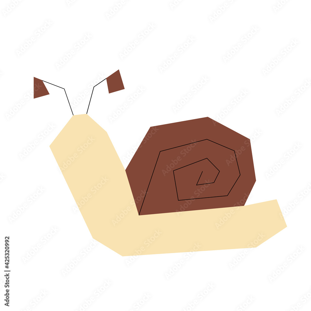 Snail slowly moving mollusk flat vector cartoon. Icon and symbol for ...