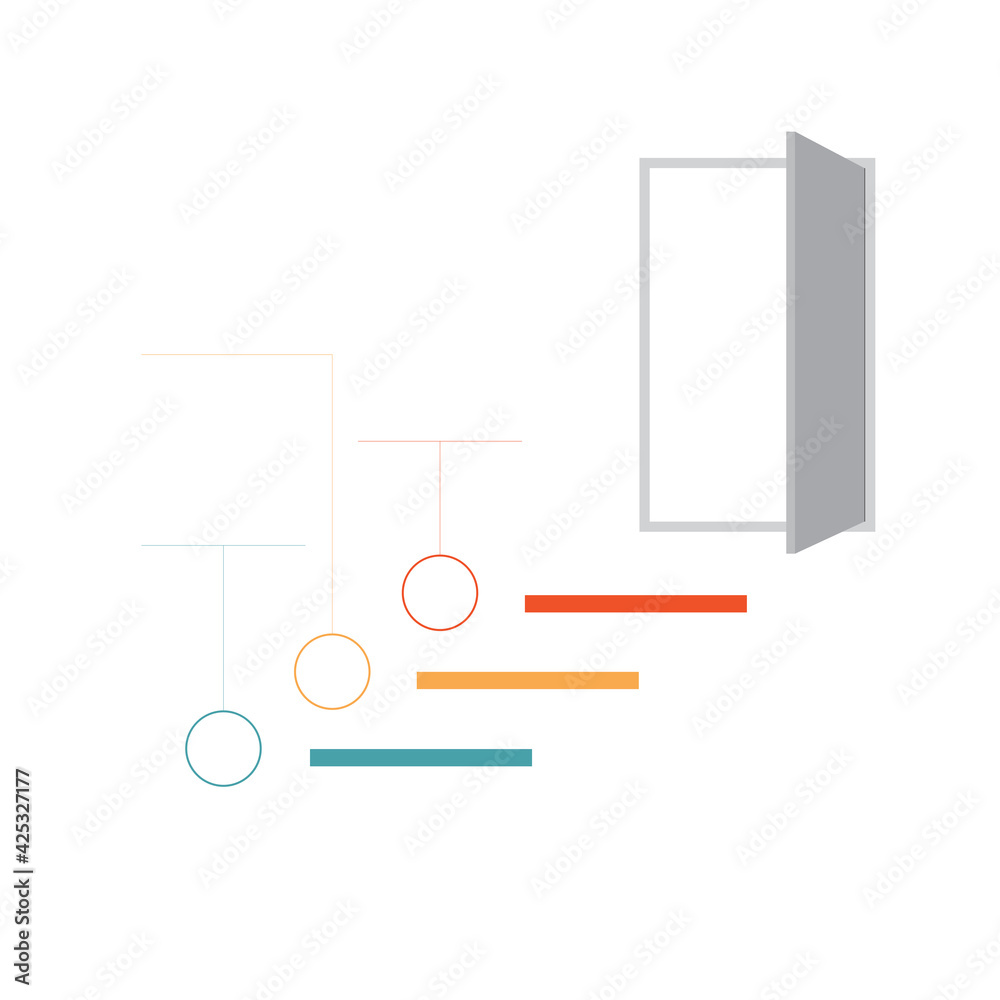 Ladder of success, leading up to an open door. Successful strategy ...
