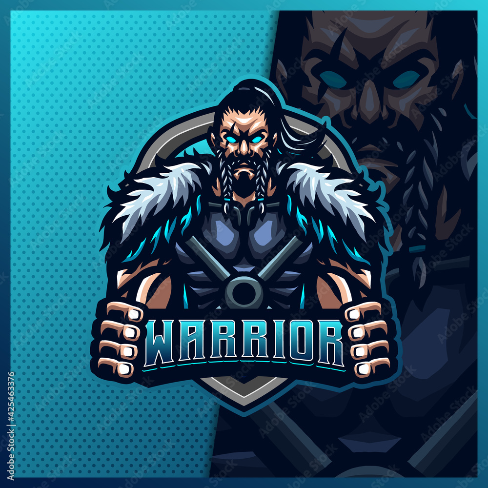 Viking Gladiator Warrior mascot esport logo design illustrations vector ...