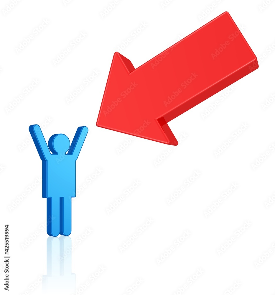 Stock-Illustration „auf eine Person zeigt ein dicker roter Pfeil ...