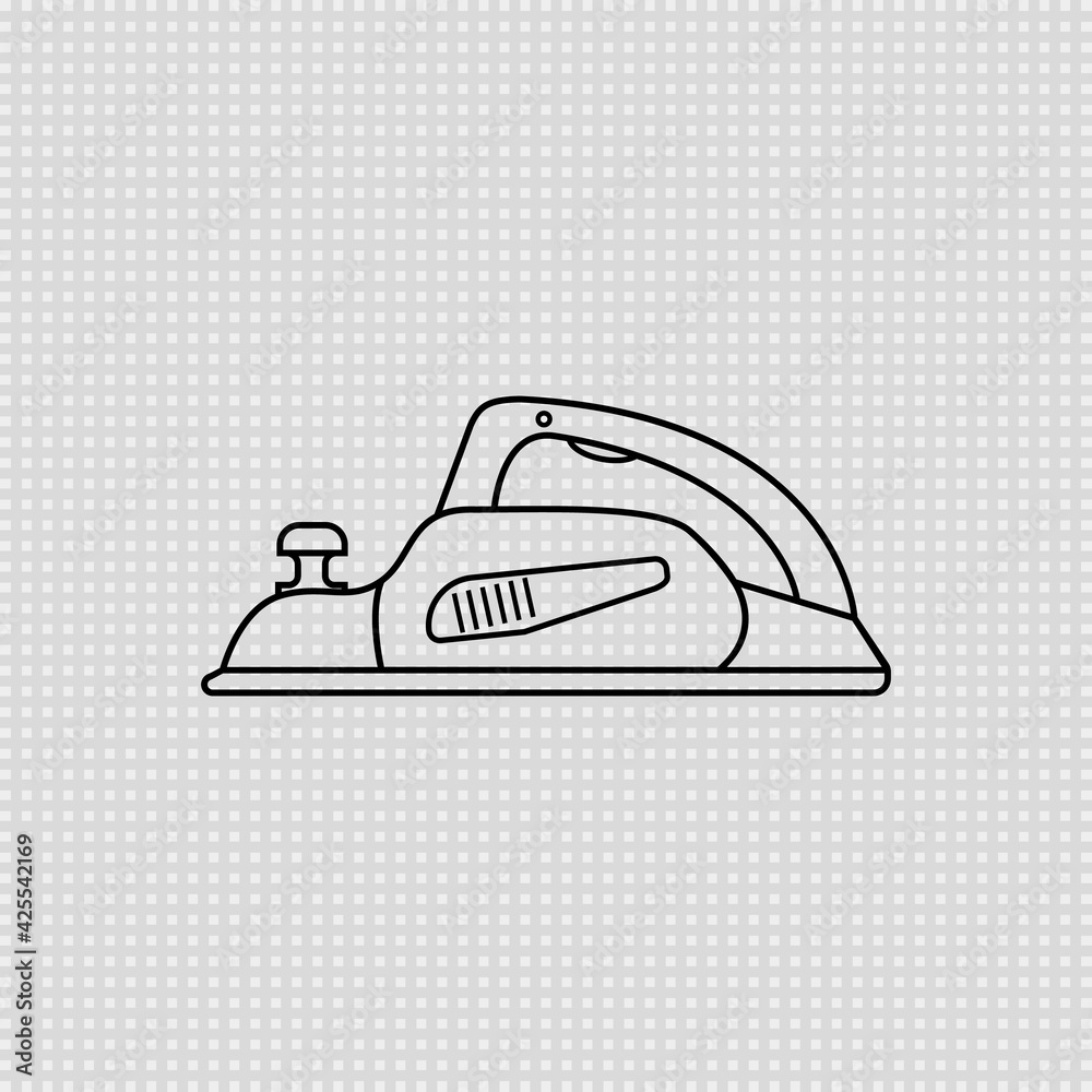 Electric planer icon. Transparent isolated vector clipart. Line and ...