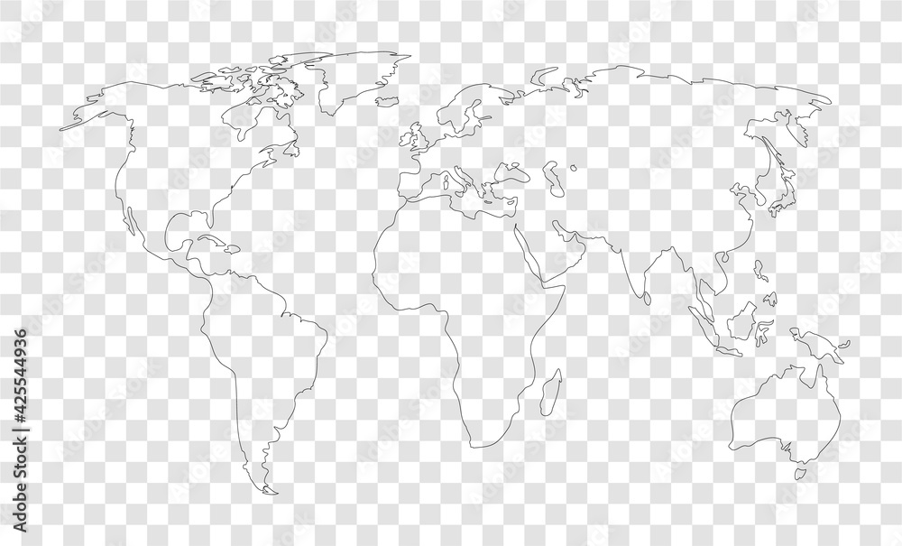 world map on transparent outline background Stock Vector | Adobe Stock