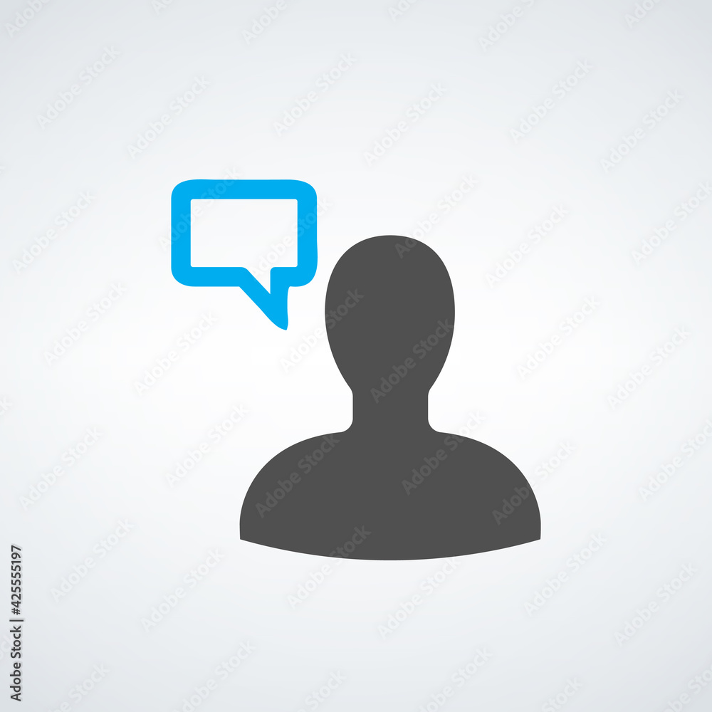 Chat bot, Profile Icon Male Avatar Man, Silhouette Face with Chat ...