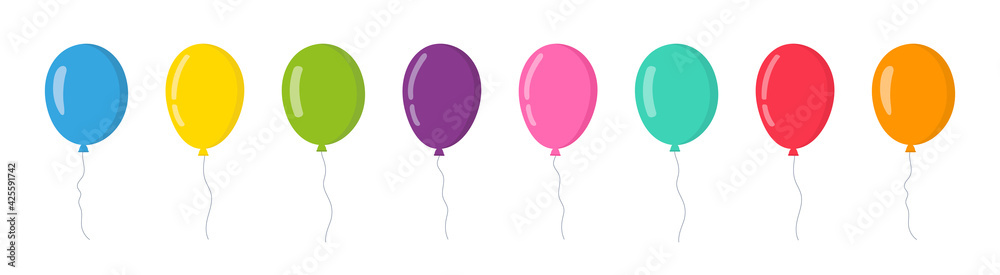Balloon in cartoon style. Bunch of balloons for birthday and party ...