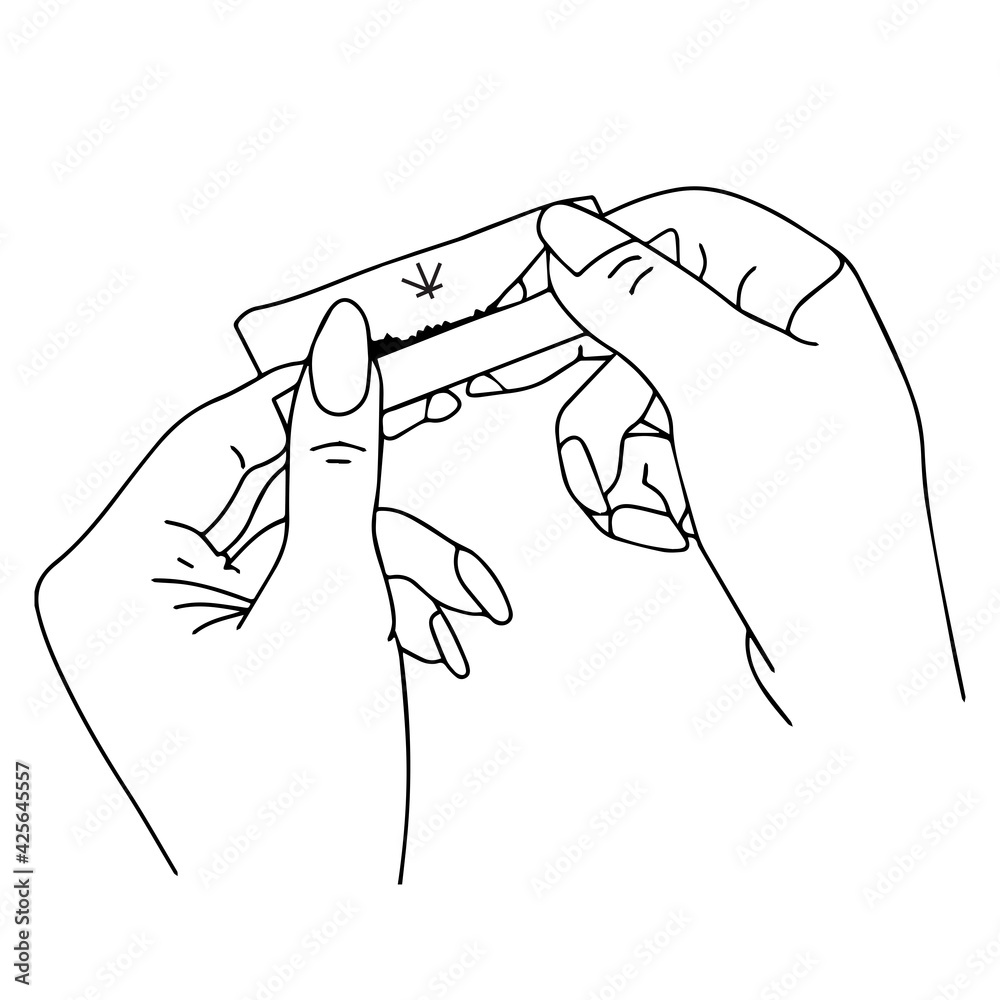 Illustration vector of Hands roll medical cannabis. Use of illegal ...