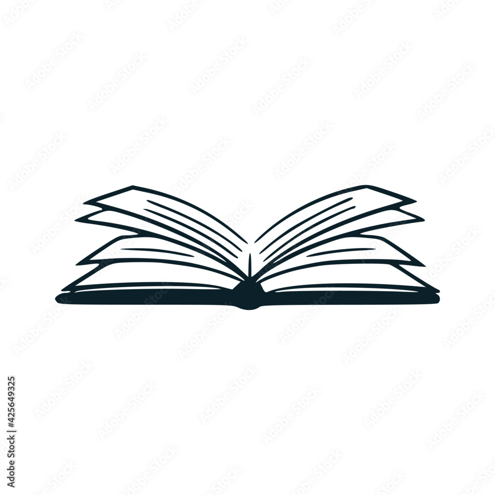 black open book hand drawn on white background stock vector ...
