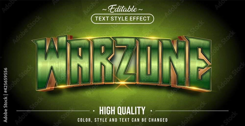 Editable text style effect - Warzone text style theme. Stock Vector ...