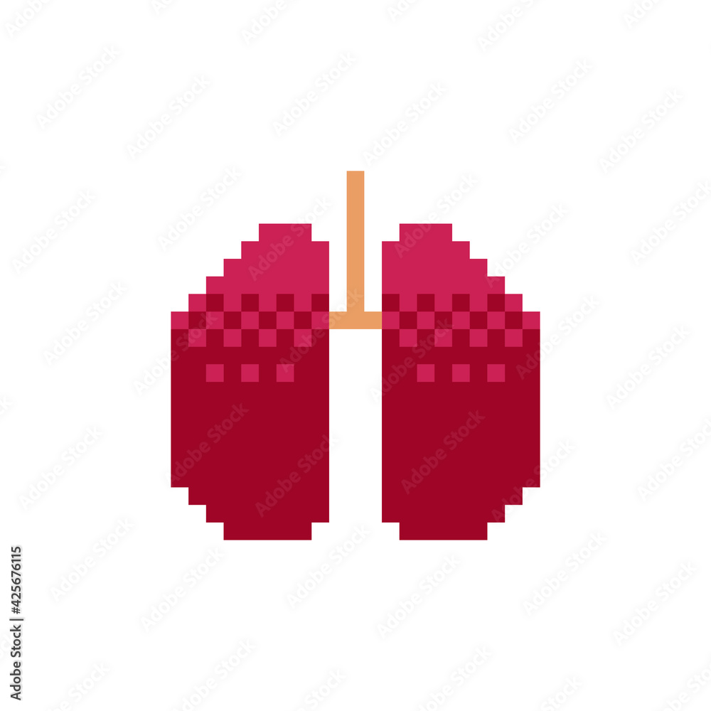 Human lungs pixel art icon. isolated vector illustration. Design ...