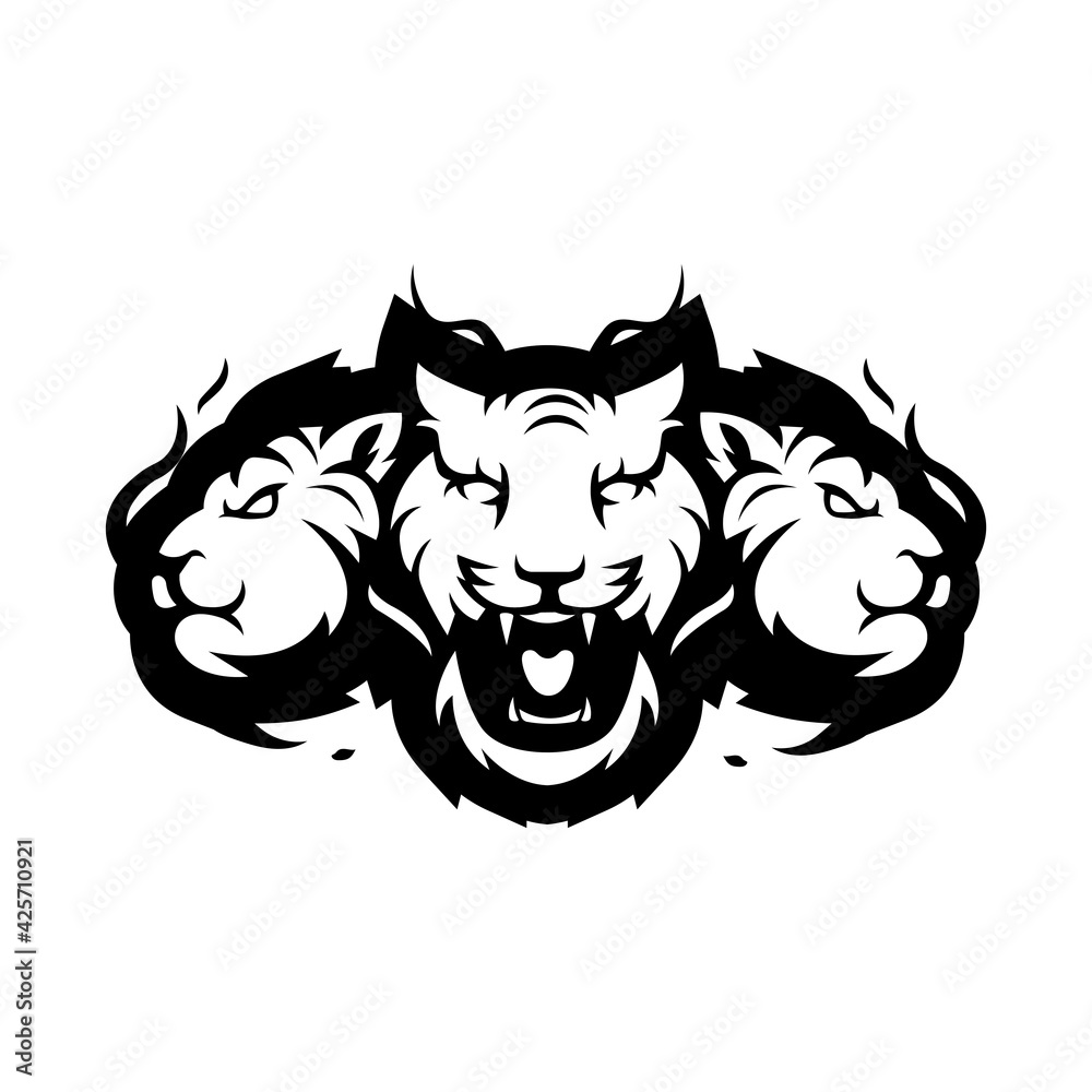 Tiger mascot logo silhouette version. tigress logo in sport style ...