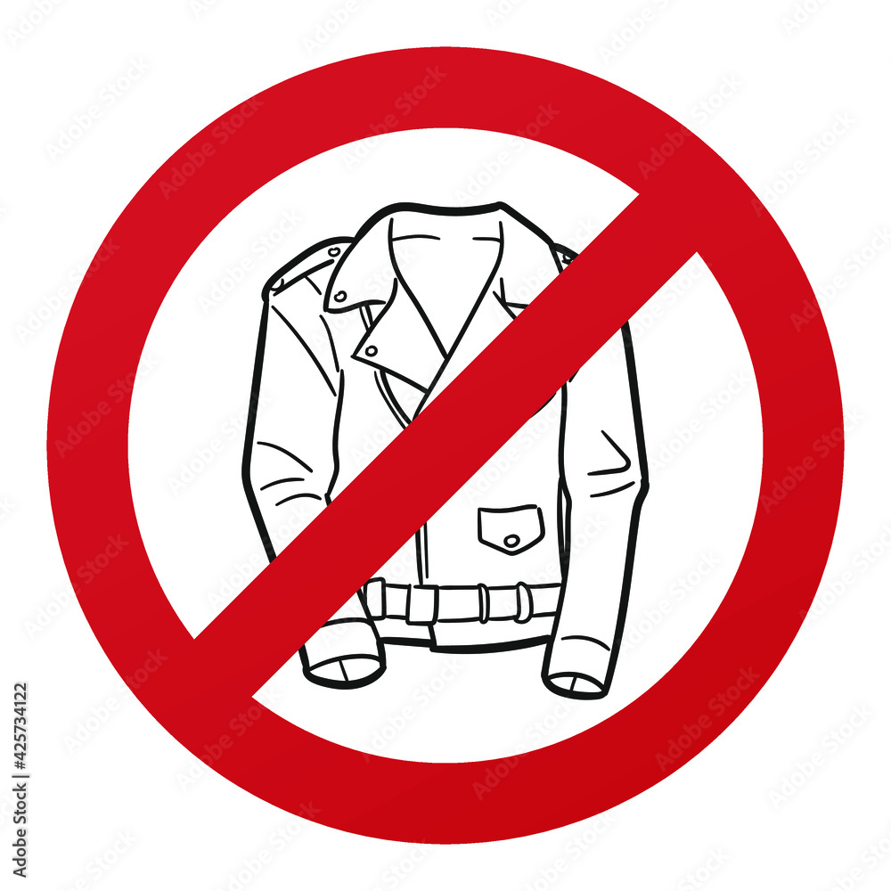 No Leather Jacket Symbol Isolated on White Background.Clothing Vector ...