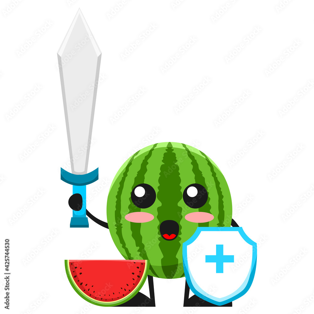 vector illustration of cute watermelon fruit medical or character ...