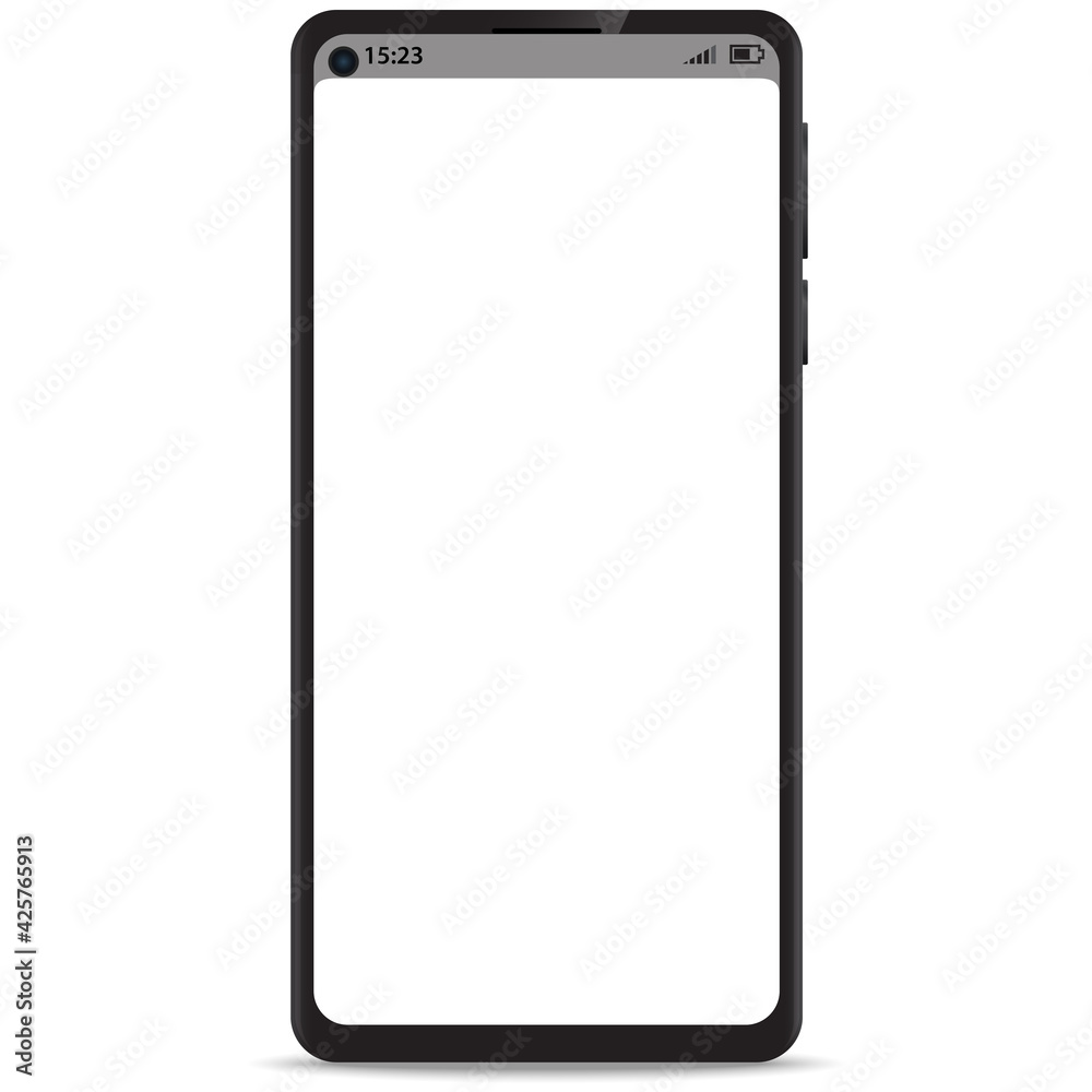 Mobile smartphone frameless with status bar on blank screen realistic ...