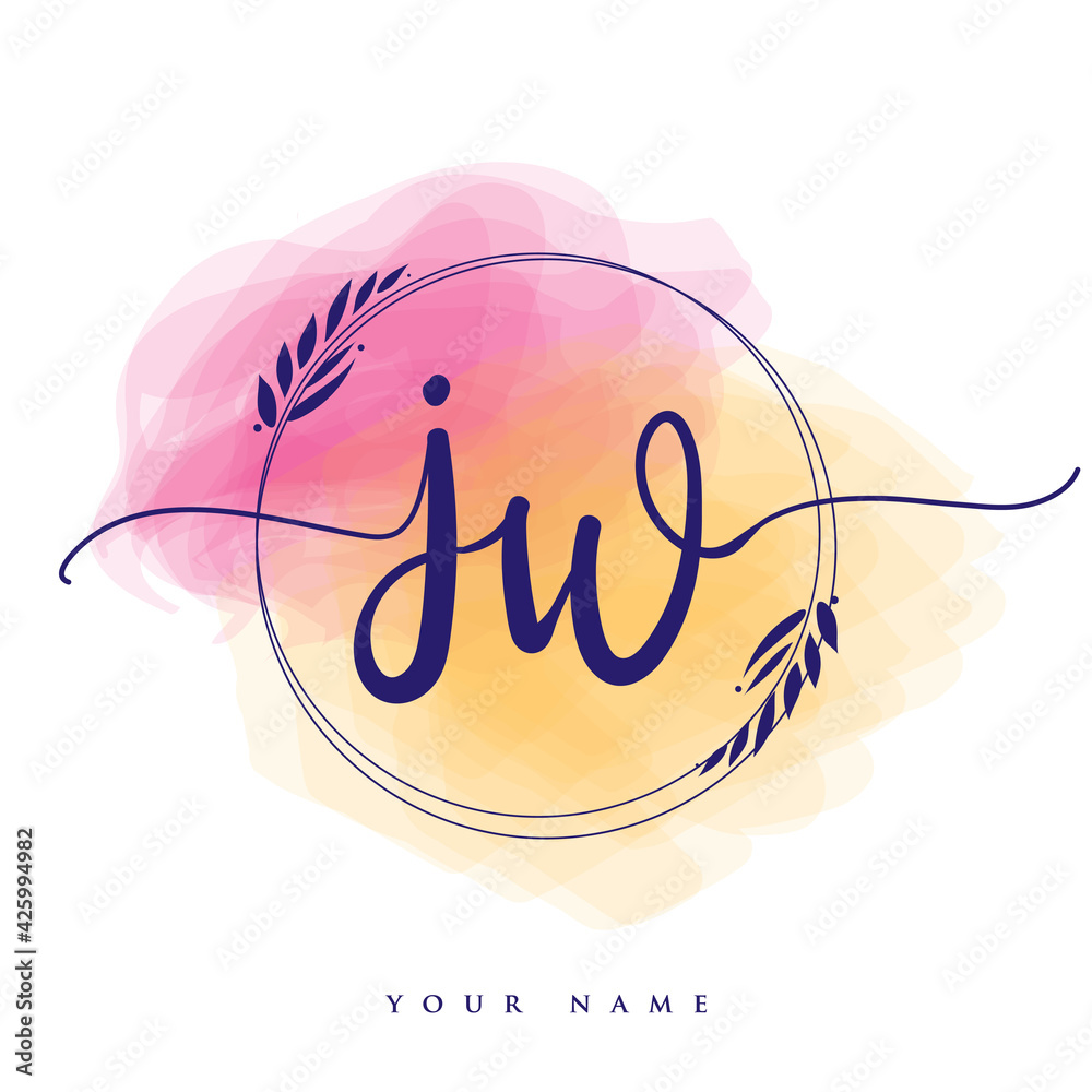 JW Initial handwriting logo. Hand lettering Initials logo branding ...