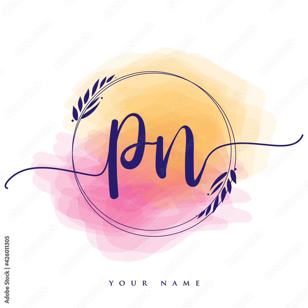 PN Initial handwriting logo. Hand lettering Initials logo branding ...