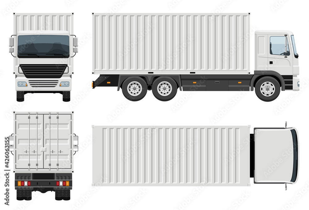 Container truck vector template with simple colors without gradients ...