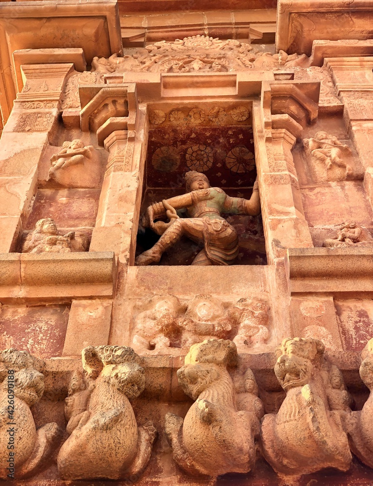 Statues of Hindu God. Sculptures of God idols carved in the walls of ...
