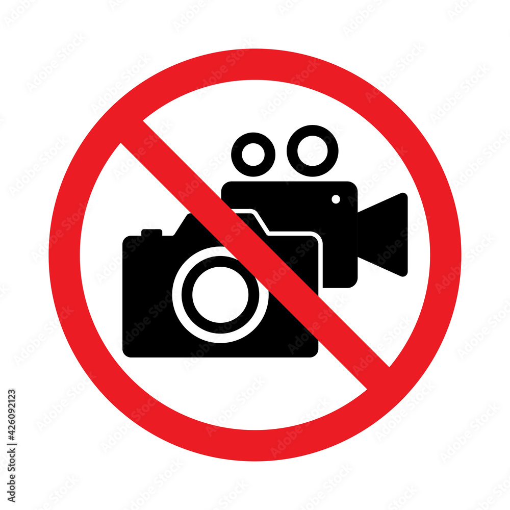 No photography camera and video record sign, Taking pictures and ...