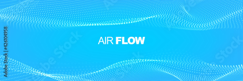 Particle waves showing a stream of clean fresh air. Flowing particles ...