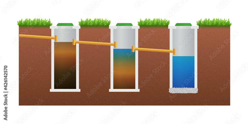 Stockvektorbilden Vector scheme of a sewer septic tank isolated on ...