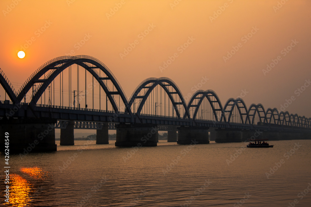 The Godavari Arch Bridge is a bowstring-girder bridge that spans the ...