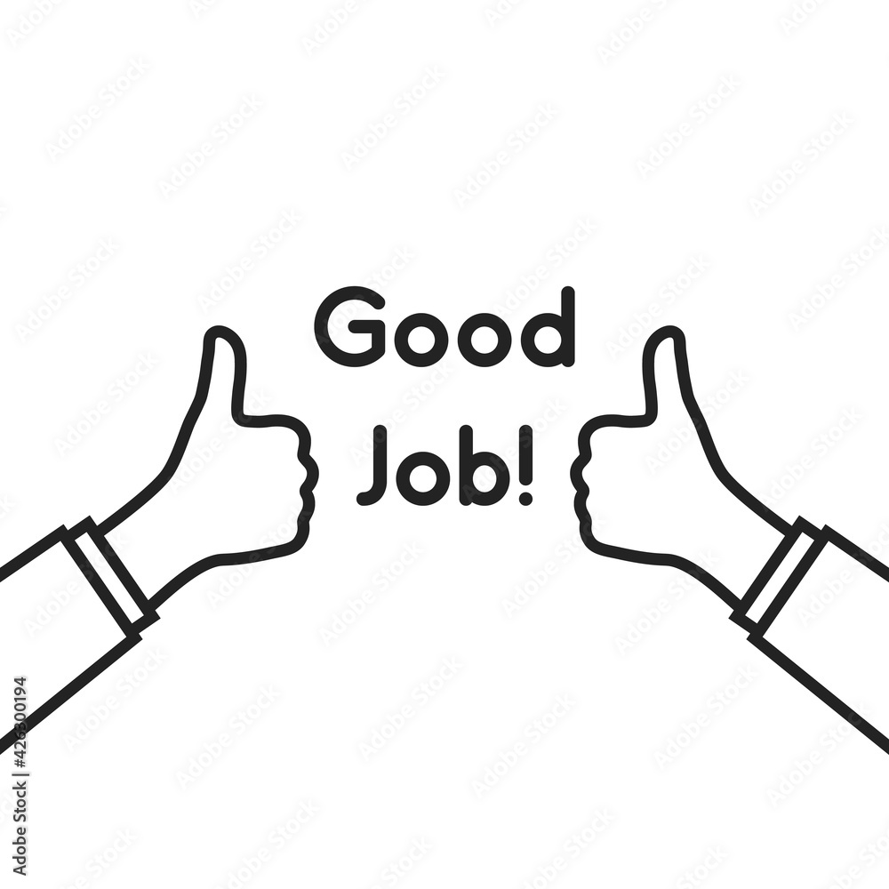 good job with two thumbs up fingers Stock Vector | Adobe Stock