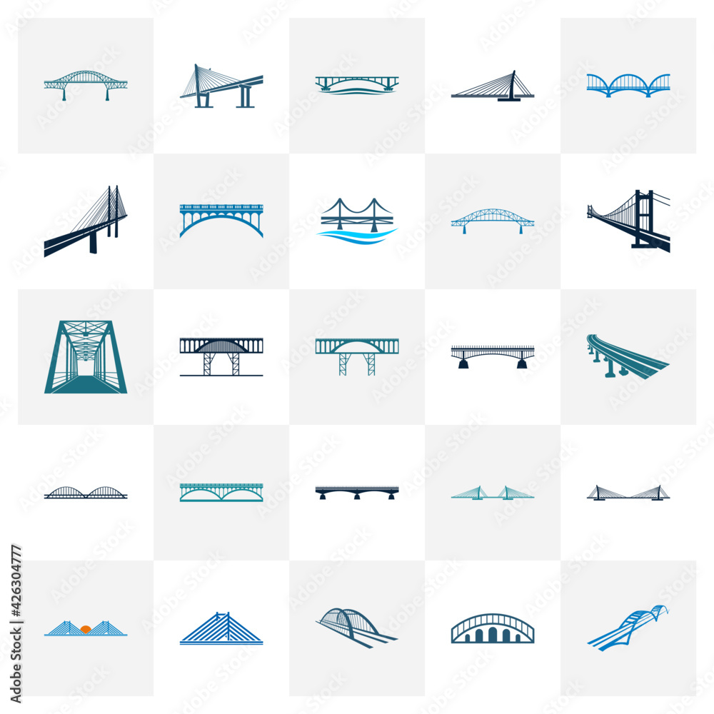 Set of Bridge logo design vector illustration, Creative Bridge logo ...