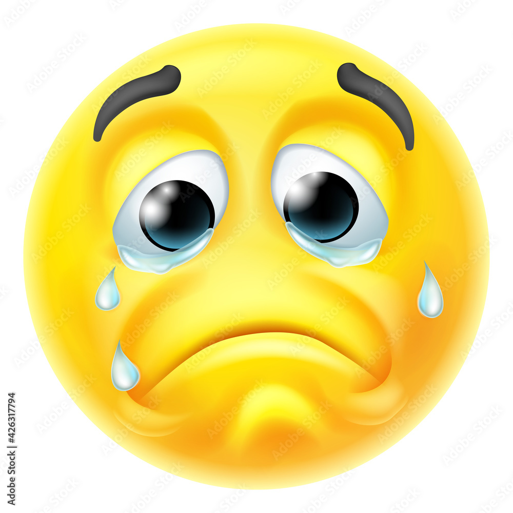 Crying Sad Emoticon Cartoon Face Stock Vector | Adobe Stock