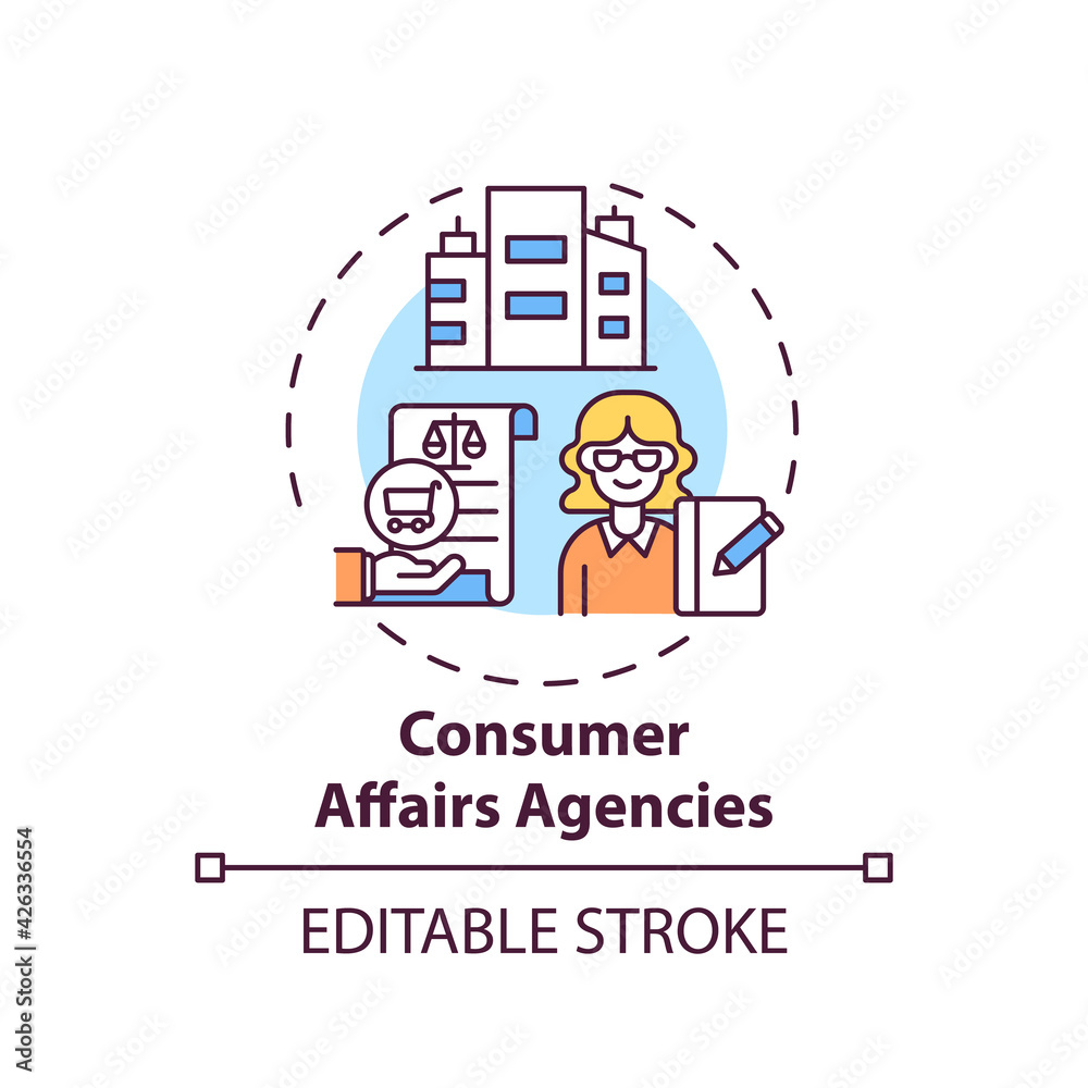 Consumer affairs agencies concept icon. Consumer protection service ...