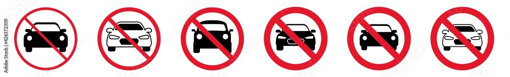 Prohibition Sign Car Forbidden Icon Set | Cars Prohibition Signs ...