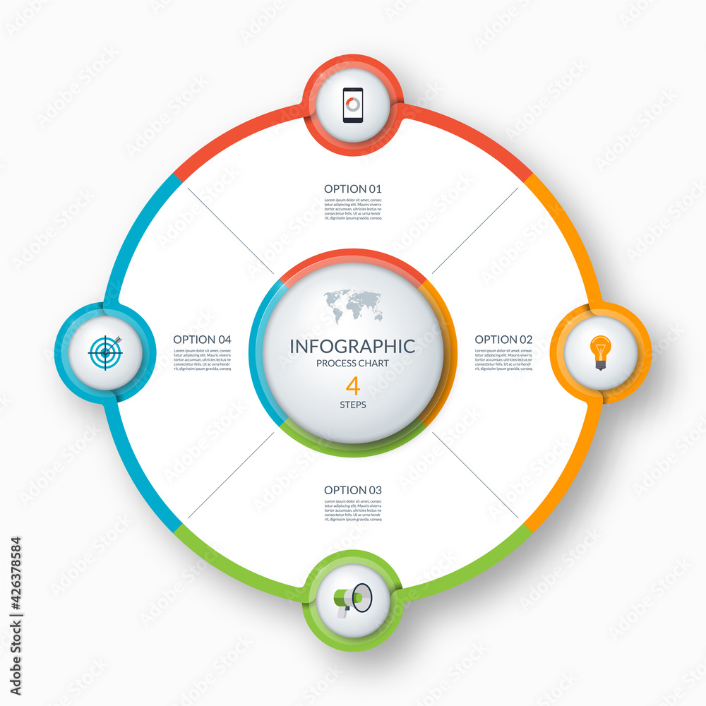 Infographic circle, process chart, cycle diagram. 4 steps. Vector ...