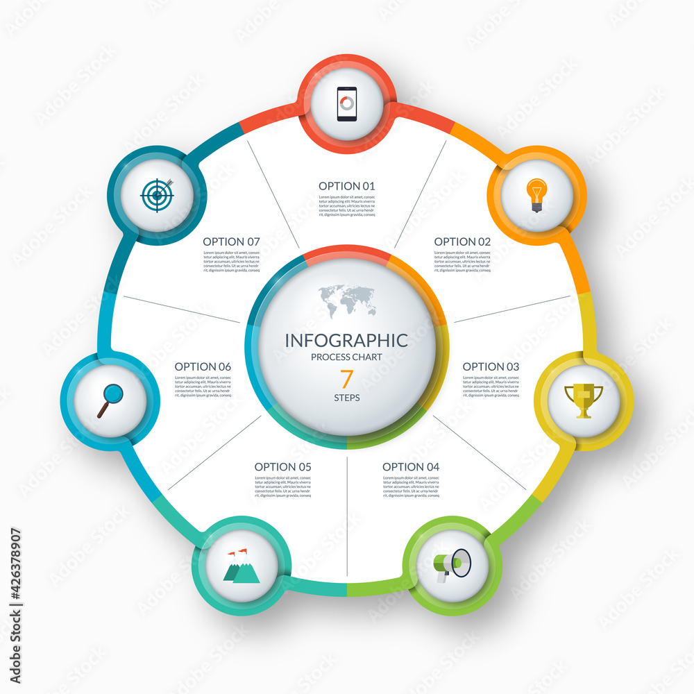Infographic circle, process chart, cycle diagram. 7 steps. Vector ...