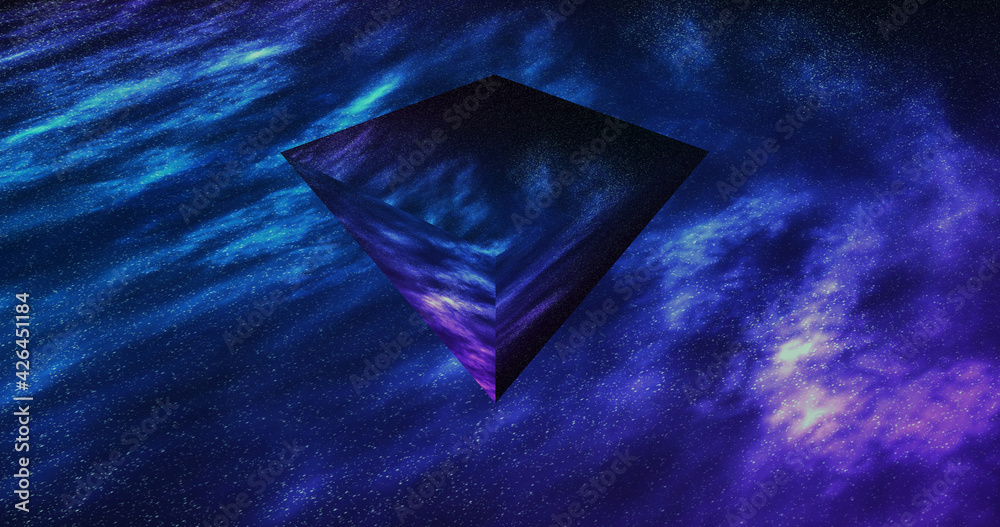 Render with a space bright background with an inverted pyramid Stock ...