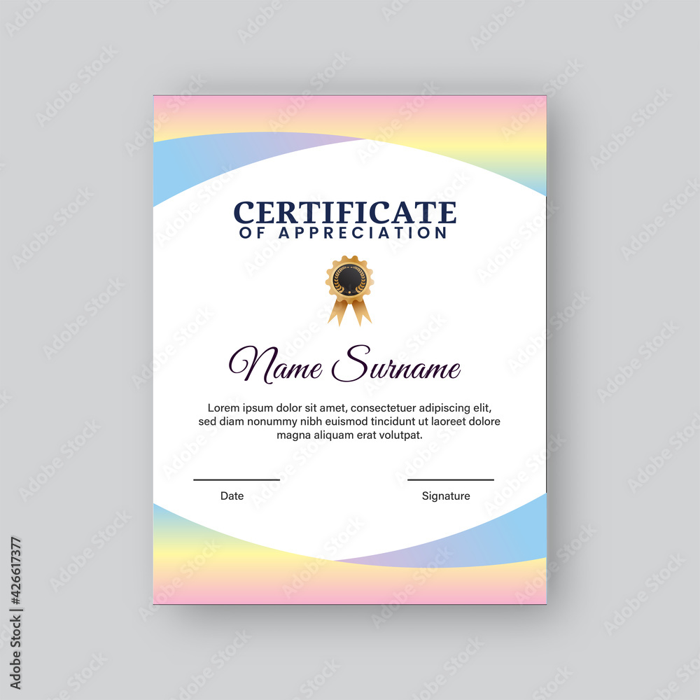 Editable Certificate Of Appreciation Template Design With Gradient ...