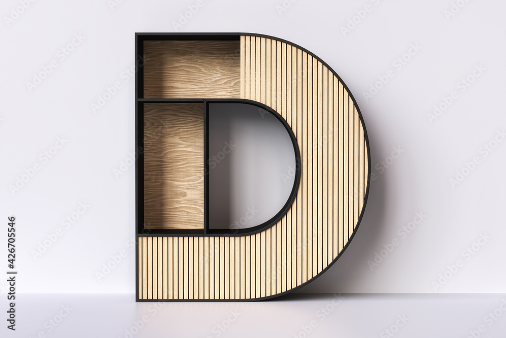 3D wood letter D in the shape of a shelving unit. Interior design diy ...