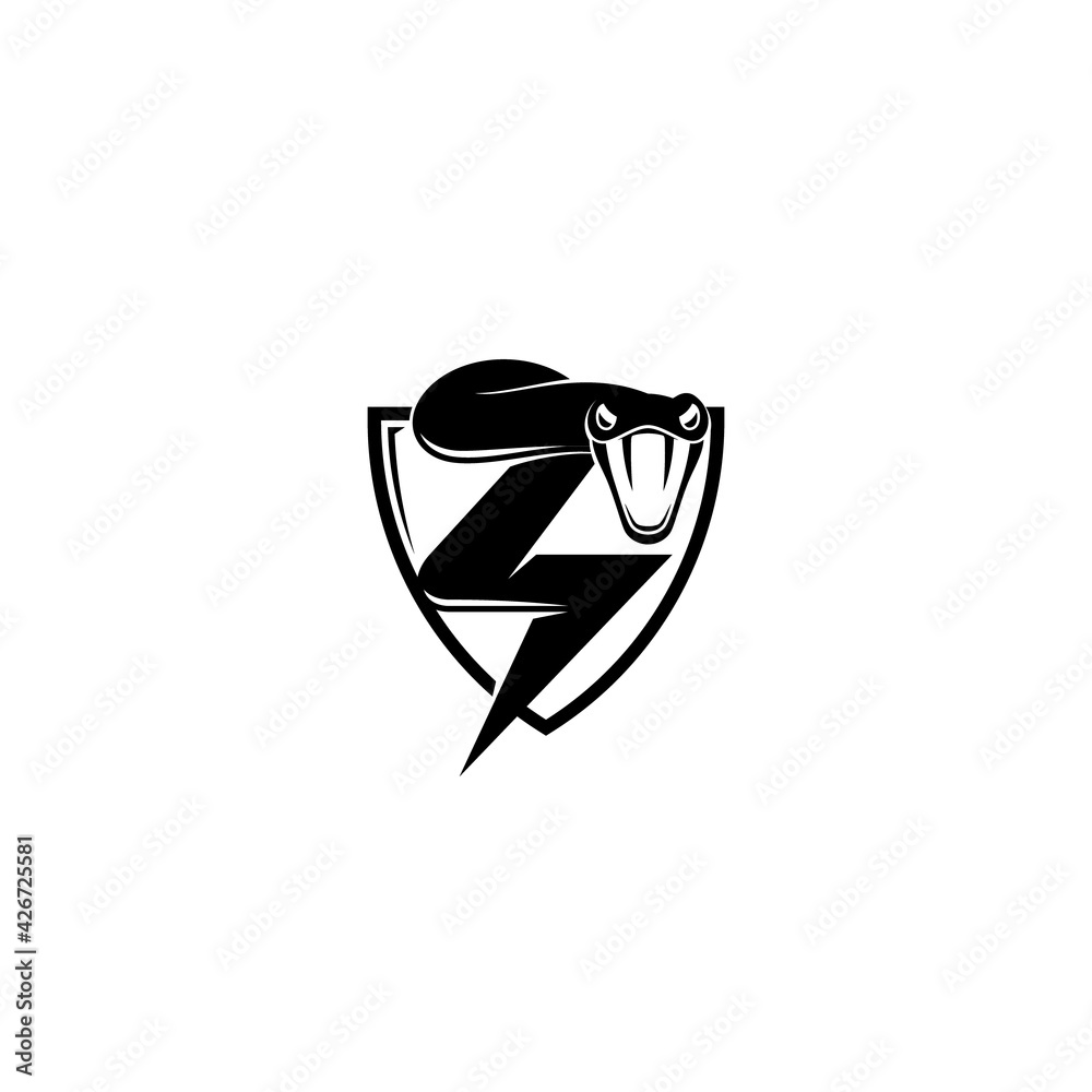 Snake and Lightning Bolt logo design Stock Vector | Adobe Stock