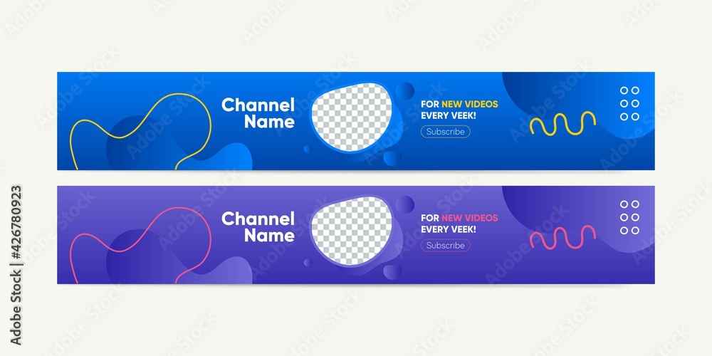 Youtube Banner Art Template. Modern YouTube Channel Banner Design Stock ...