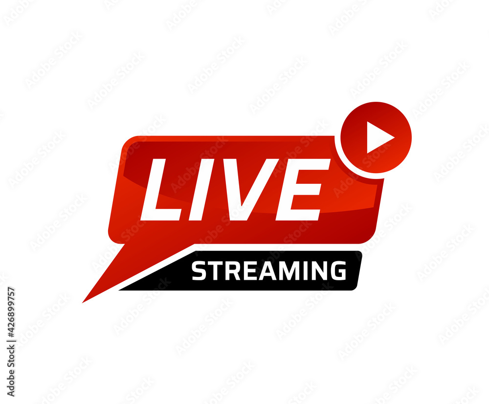 live streaming icon. sticker banner for broadcasting, livestream or ...
