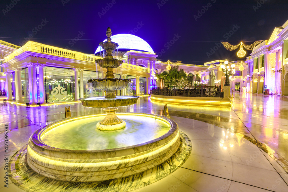 Doha, Qatar: fountain in Al Hazm, a shopping mall with european ...