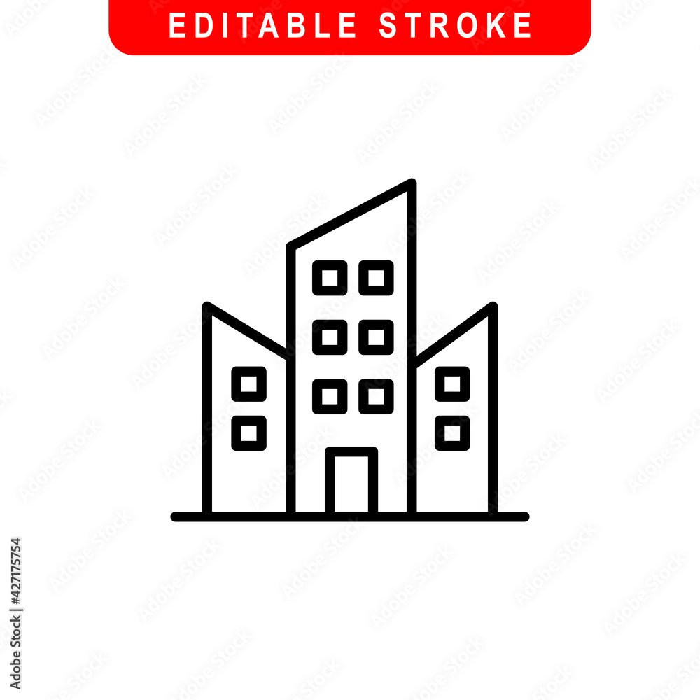 Building Outline Icon. Building Line Art Logo. Vector Illustration ...