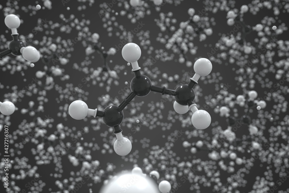 Polypropylene molecule made with balls, scientific molecular model ...