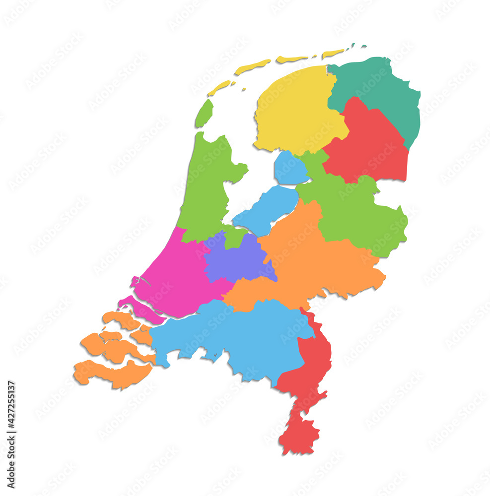 Netherlands map, administrative division, separate individual regions ...