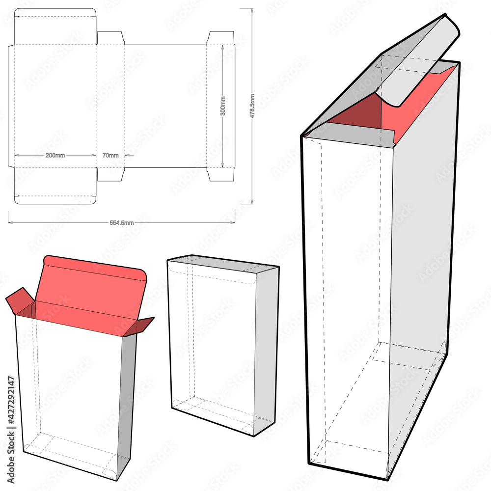 Simple Packaging Folding Box (Internal measurement 20x7x30cm) and Die ...