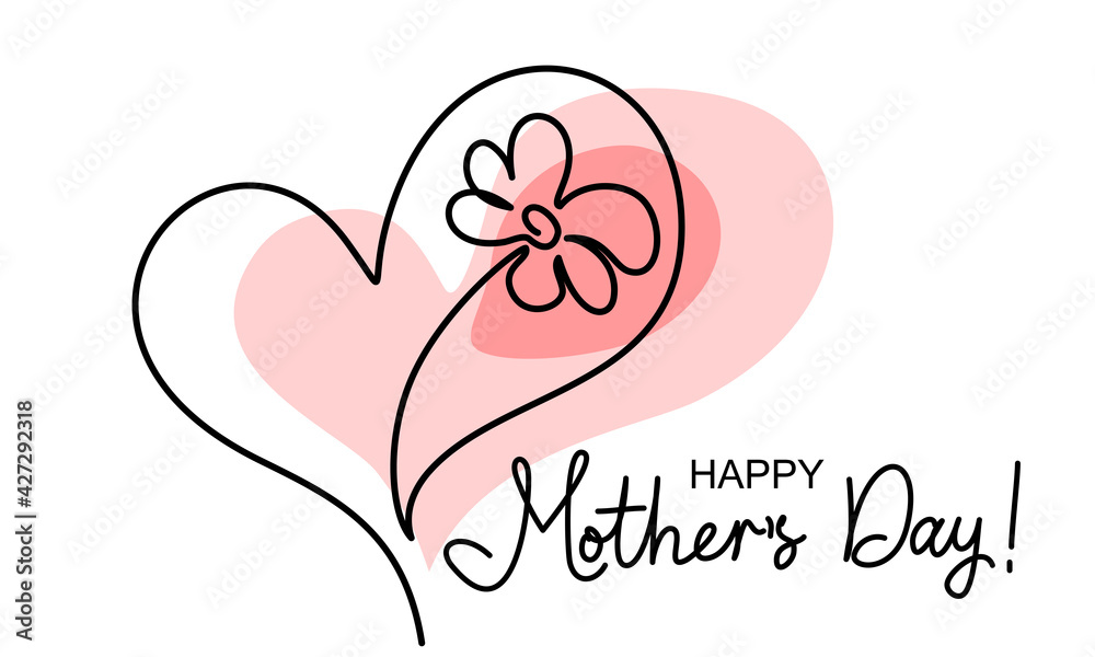 Happy Mother day card. Flower inside heart. Symbol of love, care and ...