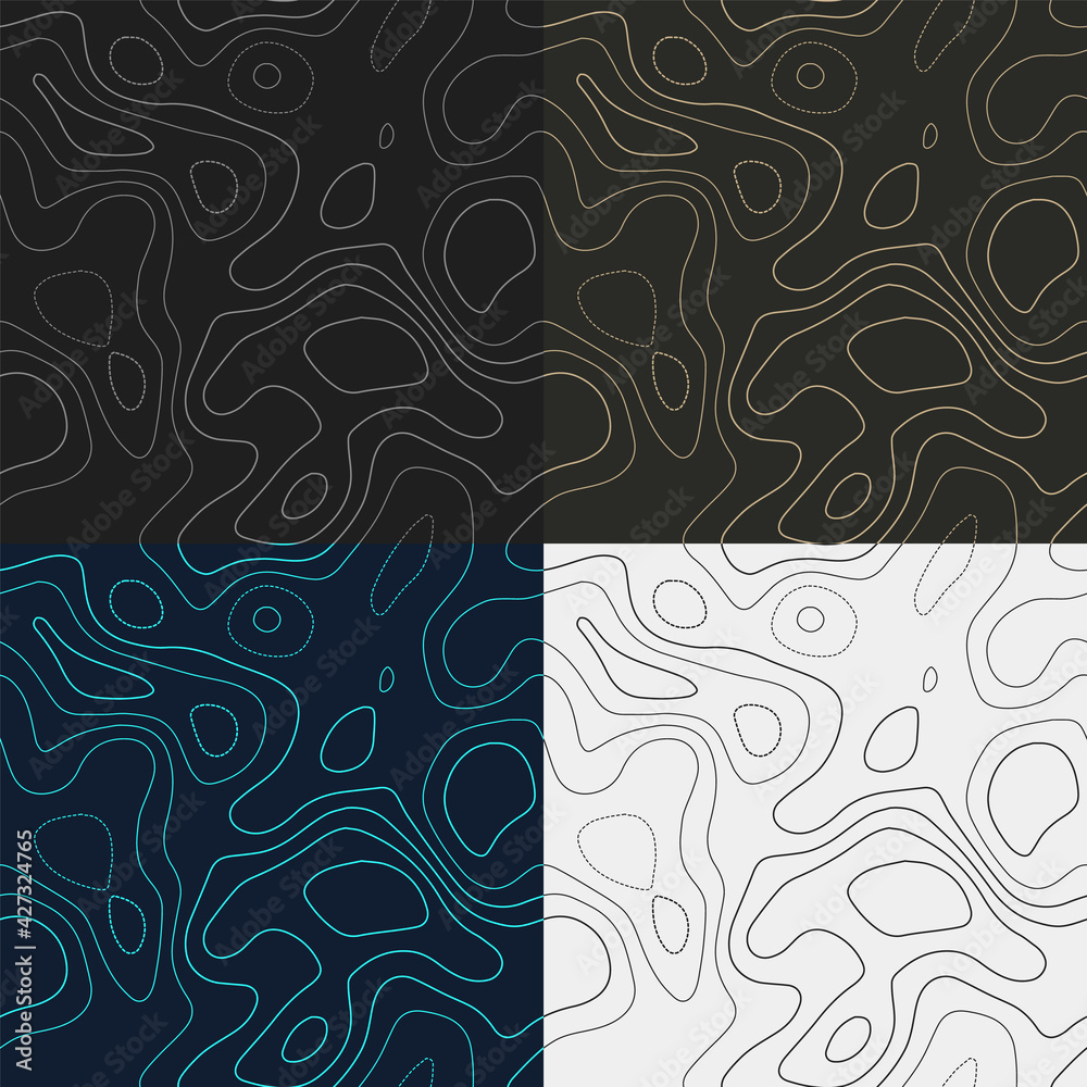 Topography patterns. Seamless elevation map tiles. Astonishing isoline ...